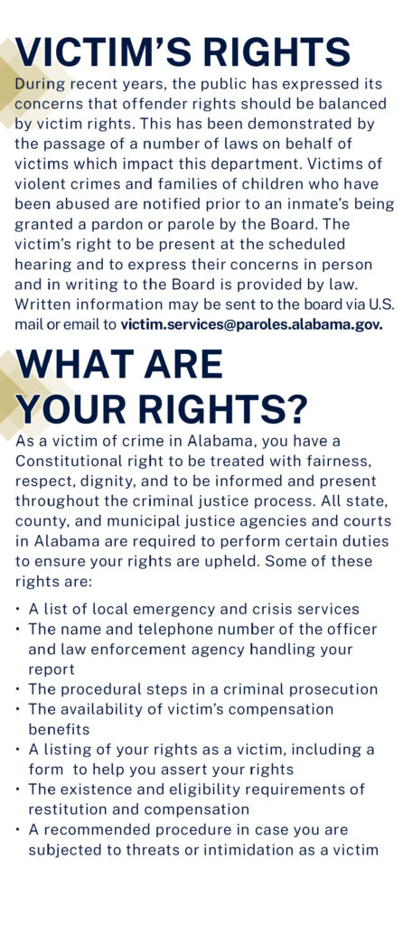 Victim Services Brochure - Alabama Bureau of Pardons and Paroles